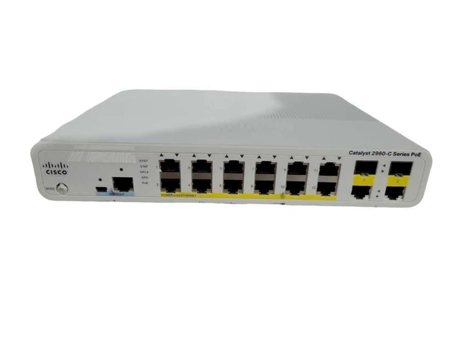 CISCO CATALYST 2960-C Series WS-C2960C-12PC-L 12-Port PoE Switch ! $99. ...