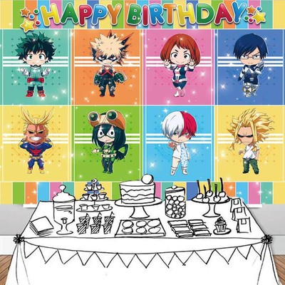 MY HERO ACADEMIA Birthday Backdrop Banner Background Cartoon Party ...