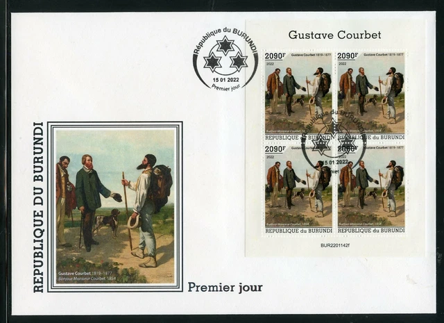 BURUNDI 2022 GUSTAVE Courbet Hello Mr Courbet Feuille Premier Jour Housse EUR 30,43 - PicClick FR