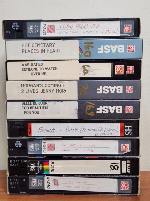 9 X PRE-RECORDED VHS Video Tapes 180 - 240min Tapes With Movies and ...