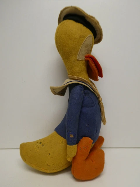 VINTAGE EARLY ORIGINAL FELT CLOTH DONALD DUCK TOY DISNEY DOLL FIGURE ...
