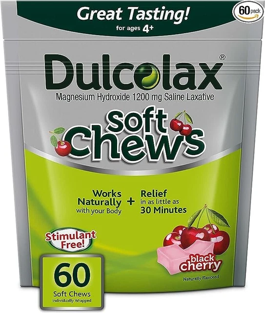 DULCOLAX SOFT CHEWS 1200mg Laxative, Black Cherry, 60 ct £29.99 ...