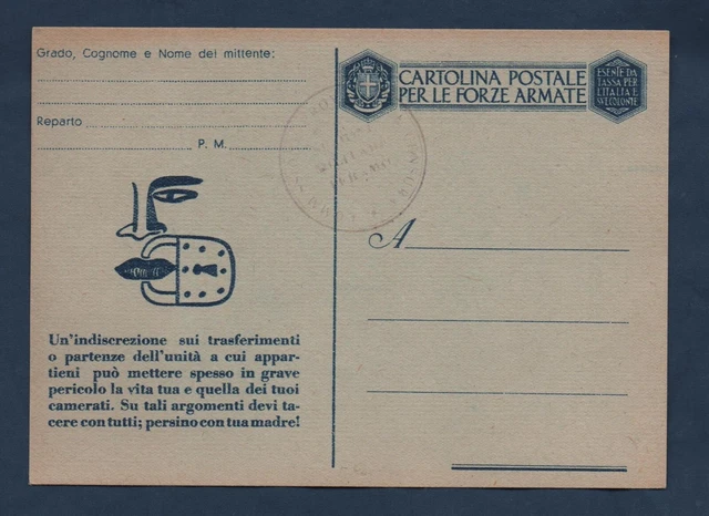 CARTOLINA POSTALE NUOVA Per Le Forze Armate EUR 2,50 - PicClick IT