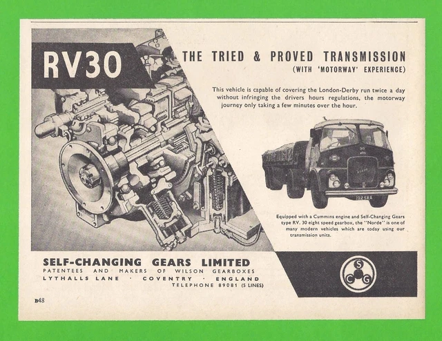 OLD MAGAZINE AD 1963 ~ Self Changing Gears Coventry - RV30 Gearbox ...