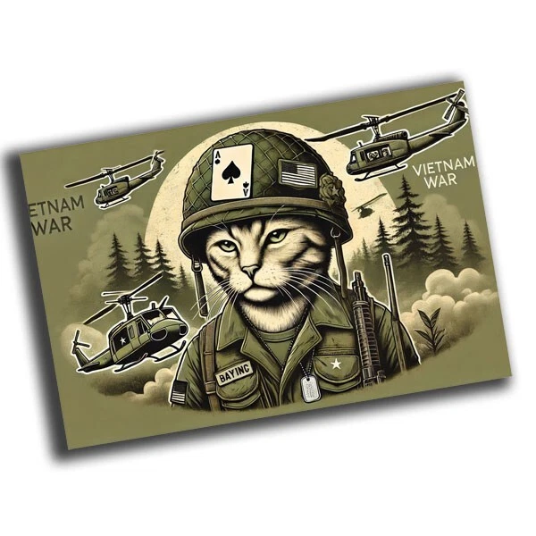 NICE VINTAGE MILITARY cat Vietnam War retro WW2 Photo Glossy 4*6 in α44 ...