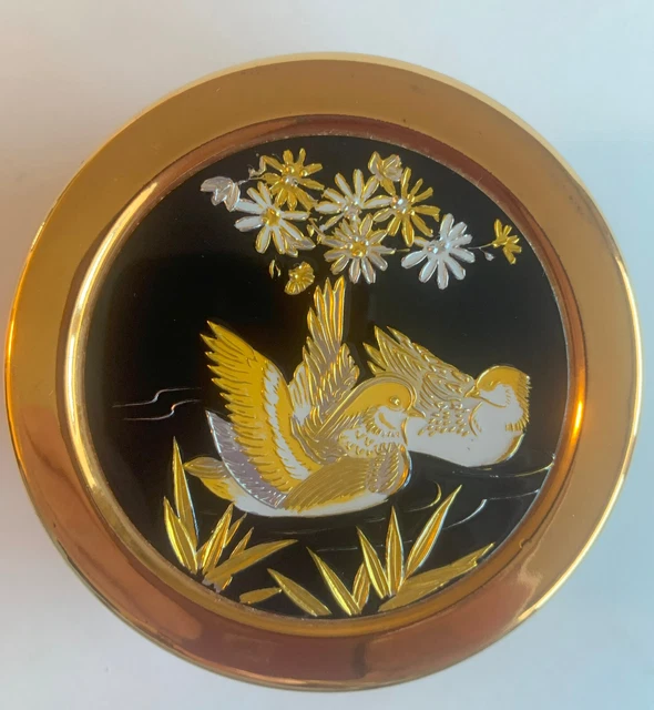 ART OF CHOKIN Made in Japan 24kt gold edged trinket dish Birds flowers ...