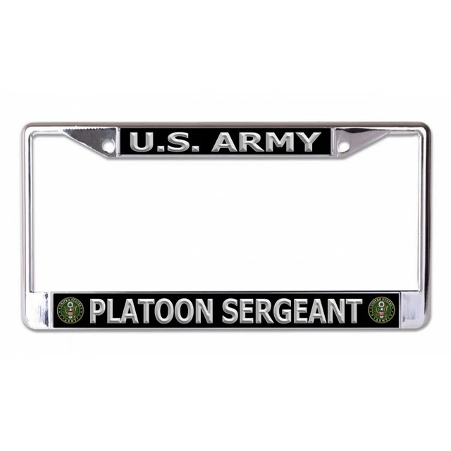 ARMY PLATOON SERGEANT military seal logo chrome license plate frame usa ...