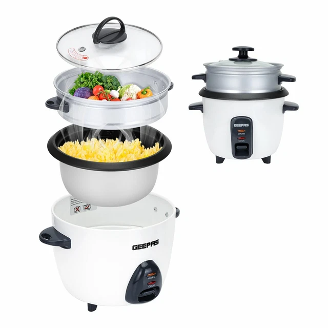 GEEPAS ELECTRIC RICE Cooker Steamer Pot 3 in 1 Cooking Non Stick Keep ...