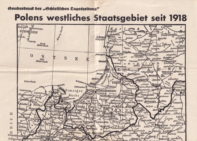 POLAND'S WESTERN TERRITORY since 1918 / map 42.5x30.5 cm £7.99 - PicClick UK