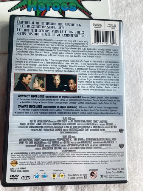 SCI-FI DOUBLE FEATURE - Contact / Sphere - DVD Movie $14.95 - PicClick CA
