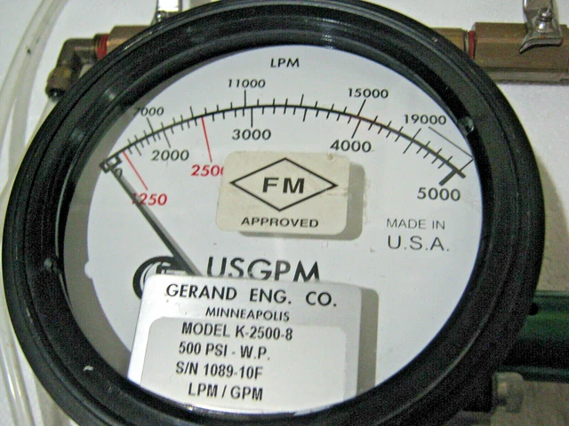 GERAND MODEL K-2500-8 Fire Pump Flow Meter 500 Psi Made In Usa 1516 ...