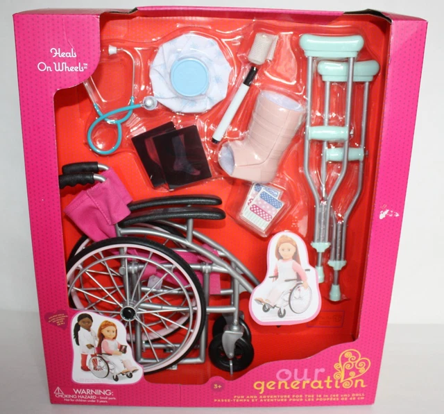 OUR GENERATION HEALS on Wheels - Care Set with Foldable Wheelchair ...