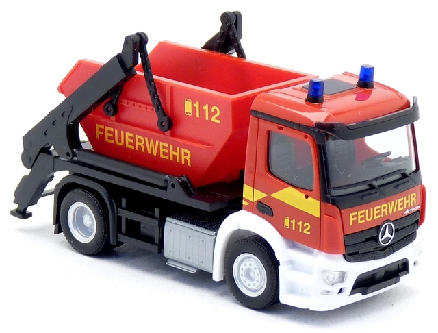 HERPA 098250 MB Actros Absetzkipper AK12 WLF Feuerwehr rot neutral 1:87 ...