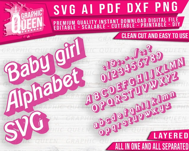 BARBIE LAYERED LETTERS and numbers SVG digital vector file Cricut ...