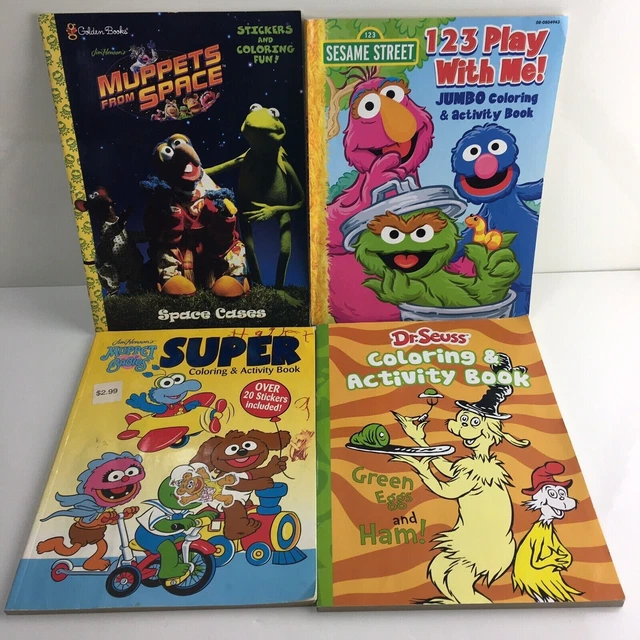 LOT OF 19 Vintage Coloring Books Kids Barney Sesame Street Golden ...
