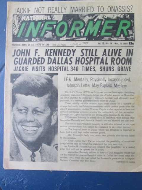 JFK NATIONAL Informer Scarce Demented 1969 Assassination ADULT TABLOID ...