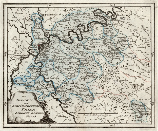 TRIER ARCHBISHOPRIC WEST Part Original Copperplate Map Reilly 1791 £129 ...