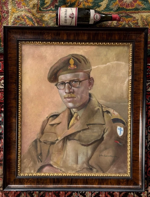PORTRAIT IN OIL Of WW2 British Royal Artillery Officer From The 2nd ...
