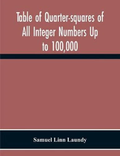 TABLE OF QUARTER-SQUARES Of All Integer Numbers Up To 100,000, By Which ...