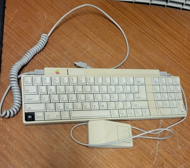 VINTAGE APPLE DESKTOP Bus Keyboard w/Cable and mouse for Apple ...