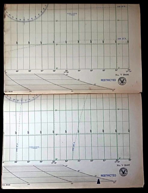 2 WARTIME WW2 U.S. Navy Air Navigation Chart V30-97 V30-98 Zealand ...