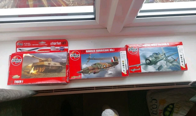 AIRFIX 1/72 HURRICANE, Focke Wolfe & German Tiger 1 Tank Parts Sealed £ ...