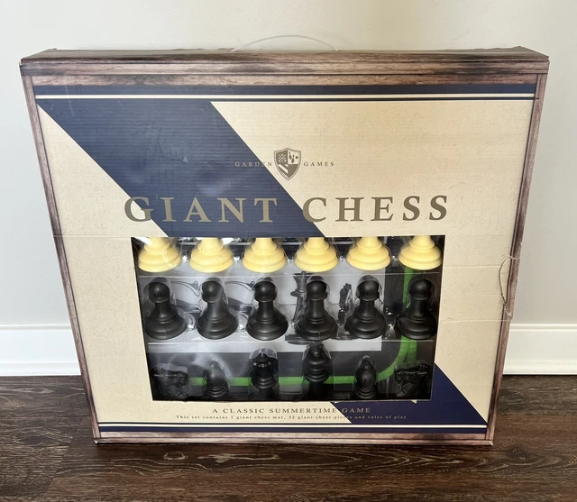 GIANT GARDEN CHESS Set with 6” King, Mat Board, Indoor/Outdoor, Open ...