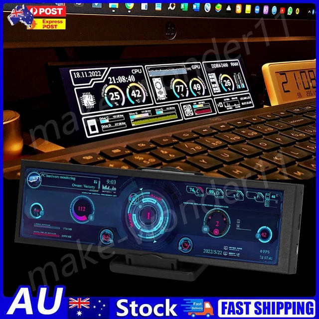 8.8 INCH SECOND Monitor CPU GPU SSD Long Strip for Windows Linux ...