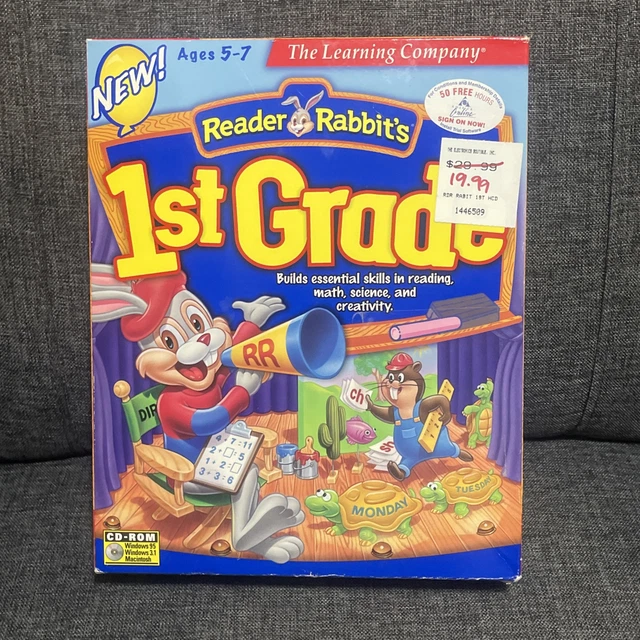 READER RABBIT'S 1ST Grade PC CD-ROM Game The Learning Company 1997 Rare ...
