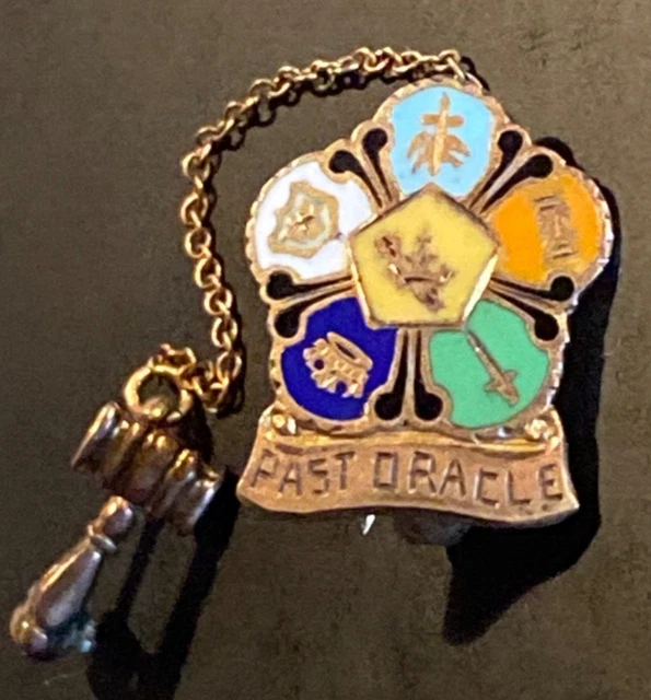 ANTIQUE MASONIC GOLD Tone Past Oracle Royal Neighbors FECMU Fraternal ...