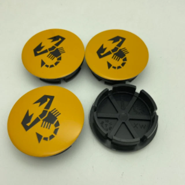 4 X 50MM Abarth Scorpio Yellow Alloy Wheel Emblem Center Cap Hubcap for ...