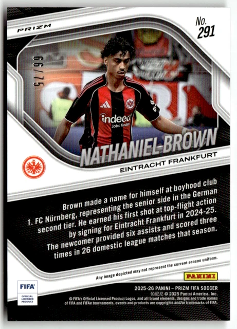 PANINI PRIZM FIFA 2025-26 Tarjeta 291 Nathaniel Brown Rosa 66/75 EUR 9 ...