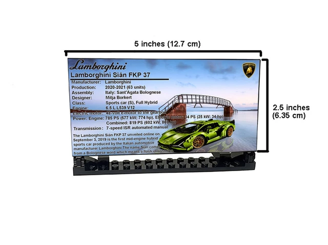 DISPLAY FRAME STAND Plaque For LEGO Lamborghini Sian FKP 37 (42115) $14 ...