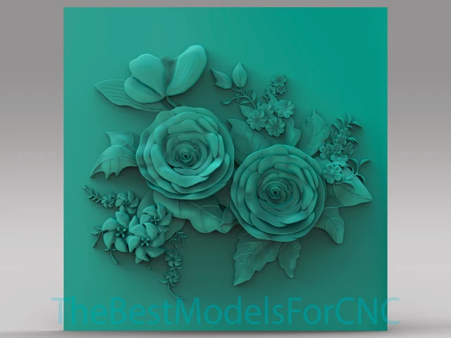 3D MODEL STL File for CNC Router Laser & 3D Printer Roses and Flowers Decoration £2.48 - PicClick UK