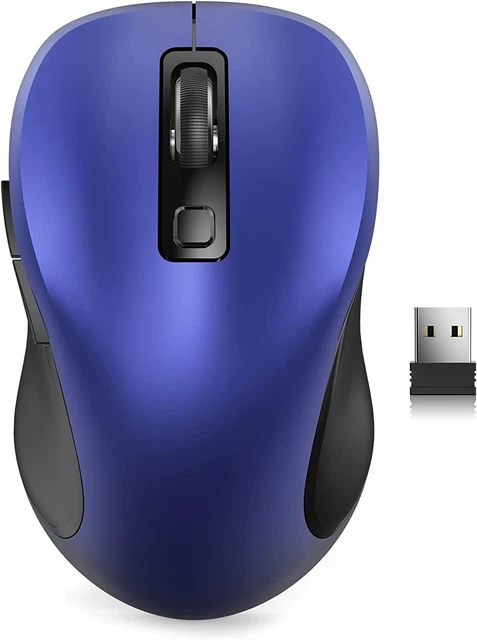 WISFOX BLUE WIRELESS Mouse For PC Laptop Scroll Cordless Gaming Nano ...