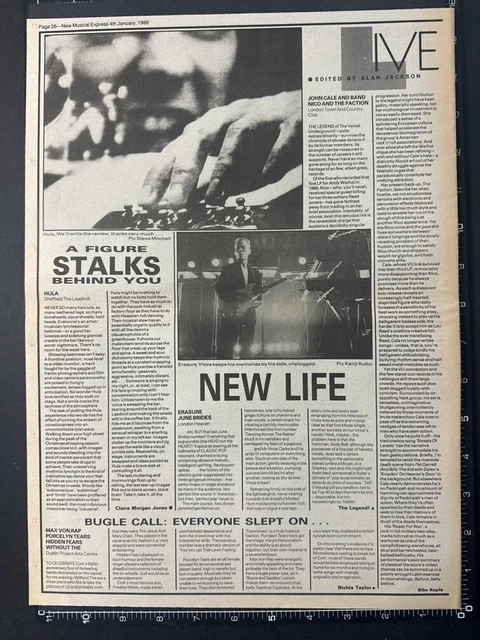 ERASURE HEAVEN - JOHN CALE - NME REVIEW 15X11" 1986 affiche d'annonce ...
