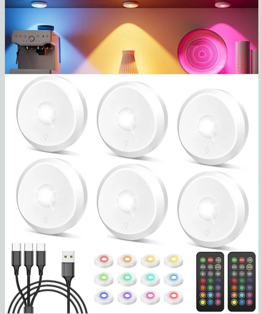 KITCHEN PUCK SPOT Light 2400mAh Battery Stick On Remote Control RGB ...
