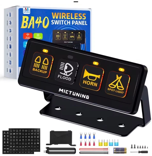 MICTUNING BA40 WIRELESS 4-Gang Switch Panel – 12V/24V £70.38 - PicClick UK