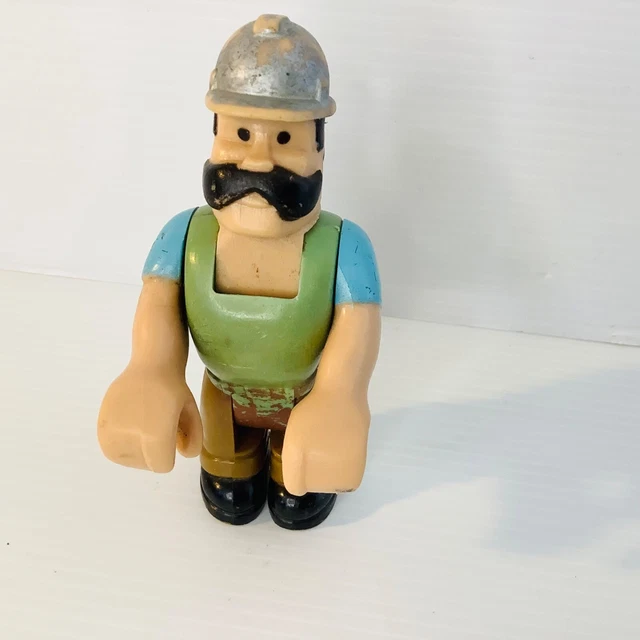 VINTAGE FISHER PRICE HUSKY HELPERS CONSTRUCTION WORKER FIGURE 9 cm tall ...