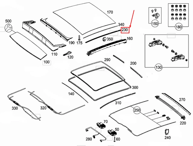 MERCEDES-BENZ A W176 Roof Roller Blind Cable Guide A176780160064 NEW ...