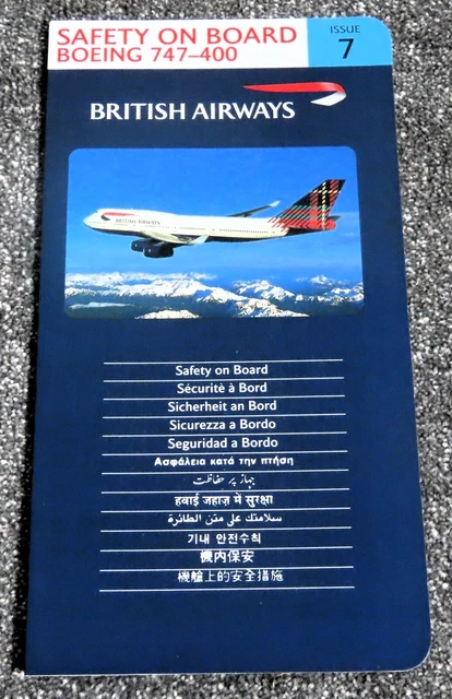 BRITISH AIRWAYS BOEING 747 400 Airline Safety Card Issue 7 £2.99 ...