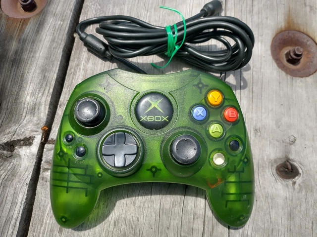 ORIGINAL XBOX CONTROLLER Wired Halo Green Color S-Type Clear Genuine ...