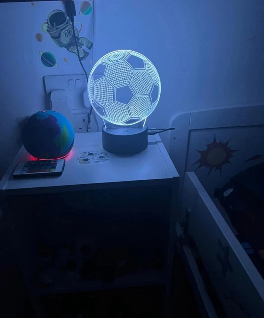 3D FOOTBALL LED Night Light Color Changing Illusion Lamp Kids Bedroom ...