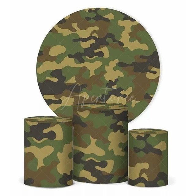 GREEN CAMO MILITARY Theme Party Round Backdrop Kit $37.94 - PicClick AU