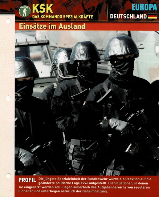 KSK - DAS Kommando Spezialkräfte - Einsätze im Ausland - Infokarte £0. ...