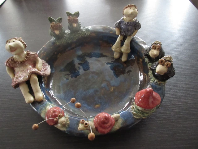 ROSENKUGEL KERAMIK STELE Schale Schnecke Eule Pilz Gartenkeramik Garten Skulptur EUR 99,00 ...