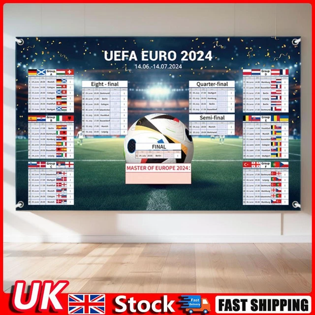 EURO 2024 WALL Chart 110x180cm Fixtures Poster for Family Friends Fans ...