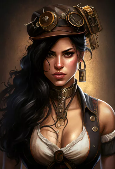 Steampunk Michelle Rodriguez Pin Up Metal Plaque Sign Bar Man Ai Art