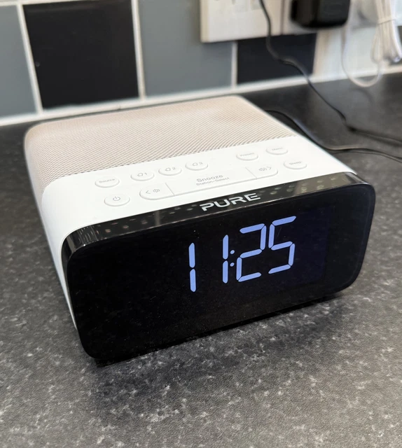 PURE SIESTA RISE S240 DAB FM Alarm Clock Radio With Power Supply White ...