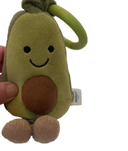 Jellycat Amuseable Avocado Jitter Rattle Vibrating Pull Cord Plush Toy